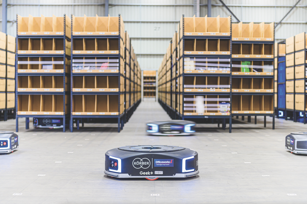 Officeworks Transforms Supply Chain with Geek+'s Solar-powered Robot Fleet.
