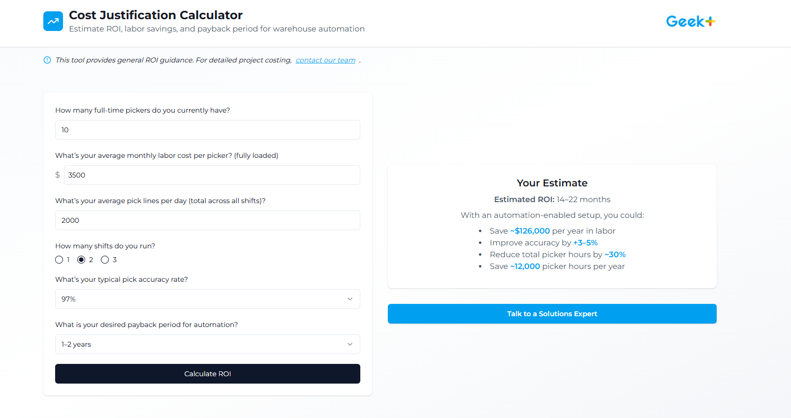 Cost Justification Calculator | ROI and Savings for Automation